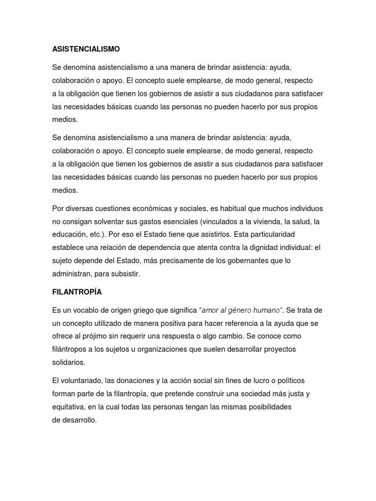 Asistencialismo, Caridad y Filantropia | PDF | Filantropía | Amor