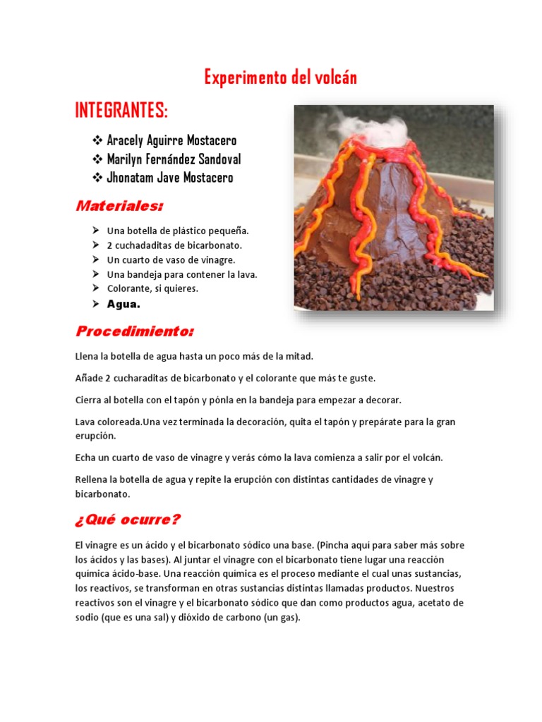 Experimento Del Volcán | PDF Experimento Del Volcán | PDF