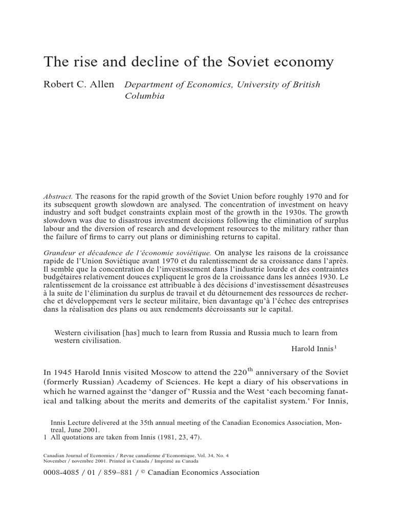 Rise and Decline of Soviet Economy | PDF | Soviet Union | World Politics