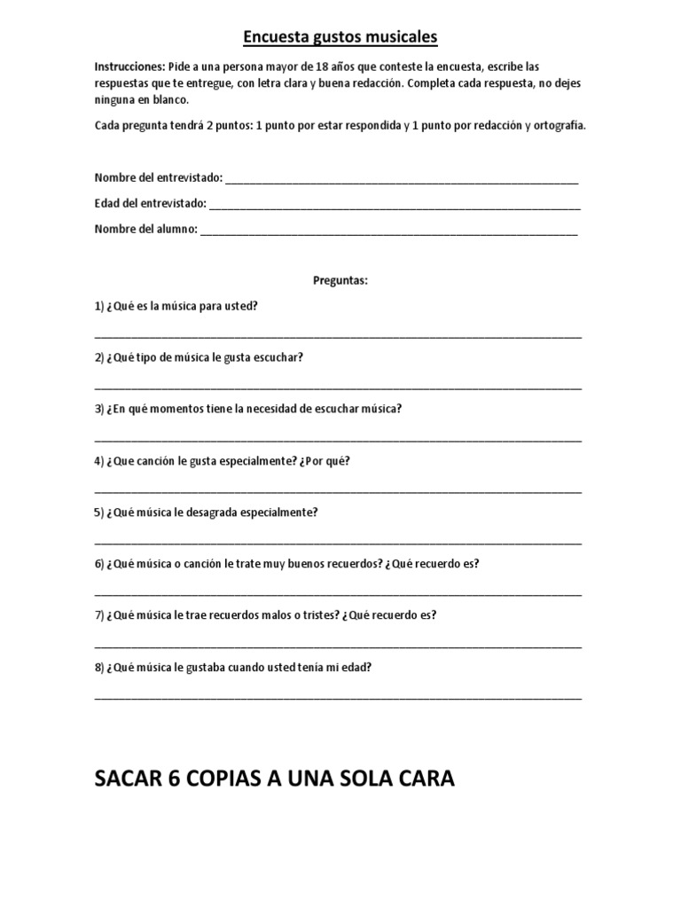 Encuesta Gustos Musicales | PDF | Instrumentos musicales | Sonido