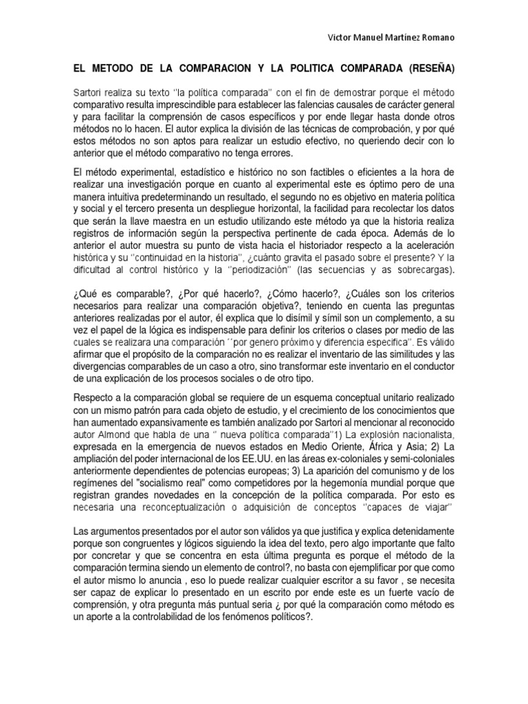 El Metodo de La Comparacion y La Politica Comparada | PDF | Ciencia ...