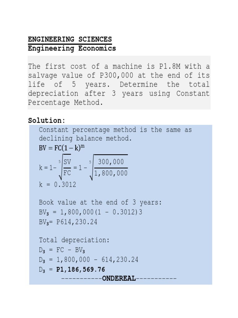 Depreciation Calculation | PDF