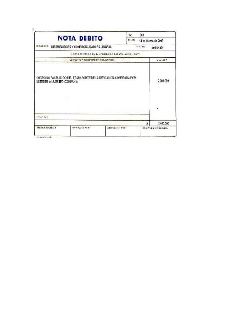 Ejemplo Nota Debito | PDF