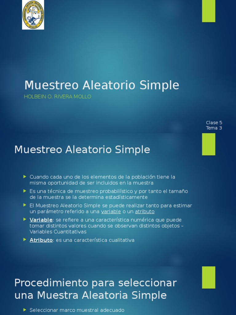 Muestreo Aleatorio Simple | PDF | Muestreo (Estadísticas) | Estimador