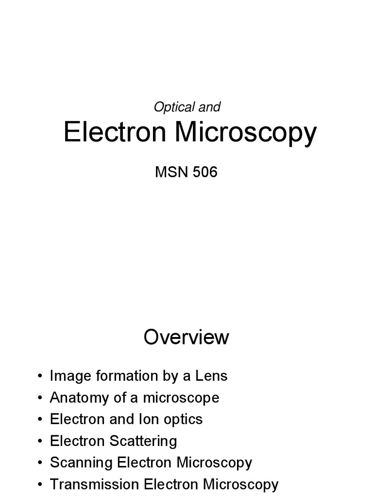 Optical and Electron Microscopy Overview | PDF