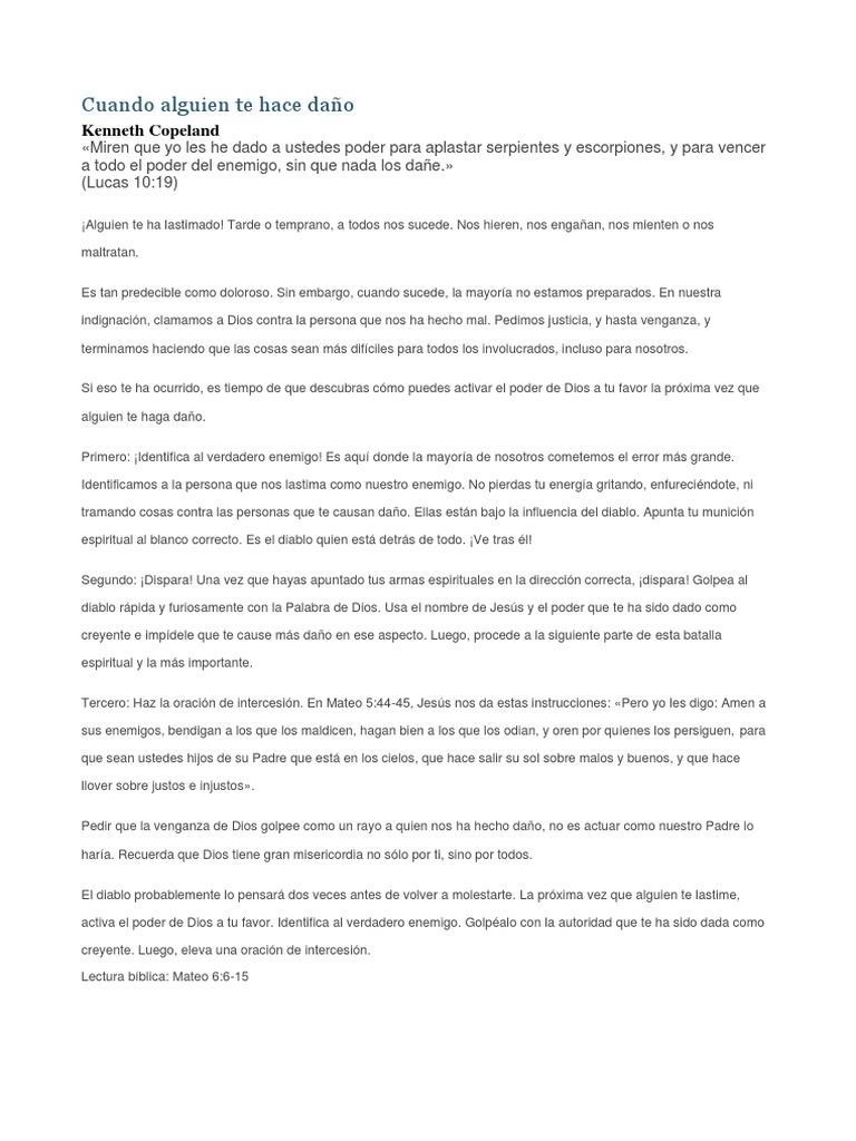 Cuando Alguien Te Hace Daño Pdf Diablo Oración