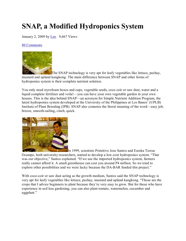 Snap | PDF | Hydroponics | Fertilizer