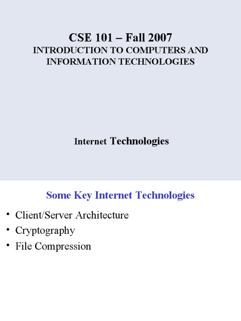 CSE 101 - Fall 2007: Introduction To Computers and Information Technologies | PDF | Port ...