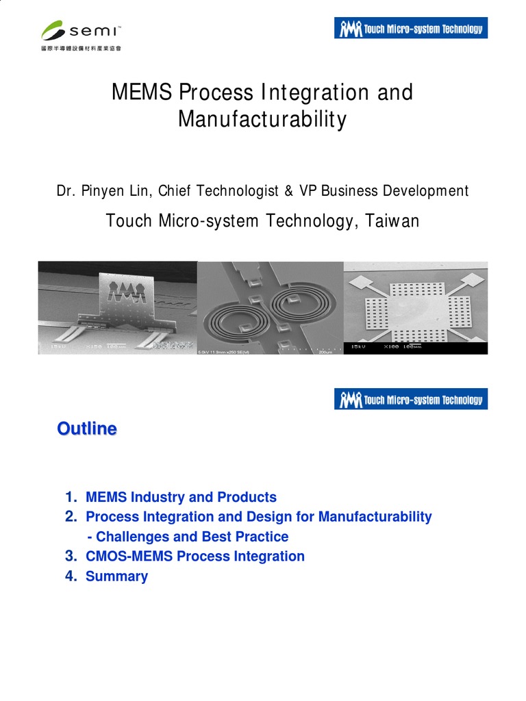 MEMS Process Integration and Manufacturability: Touch Micro-System ...