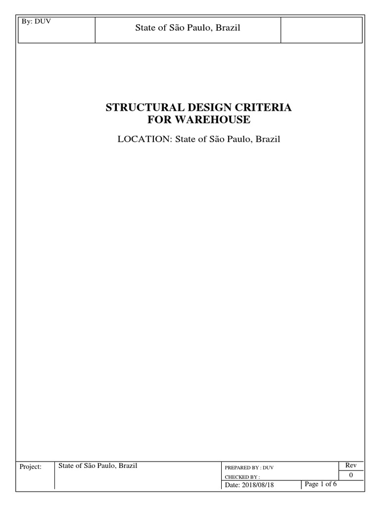 Structural Design Criteria For Warehouse: State of São Paulo, Brazil ...