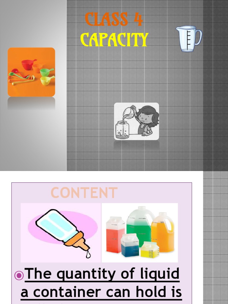 Capacity Measurement for Grade 4 | PDF | Litre | Liquids