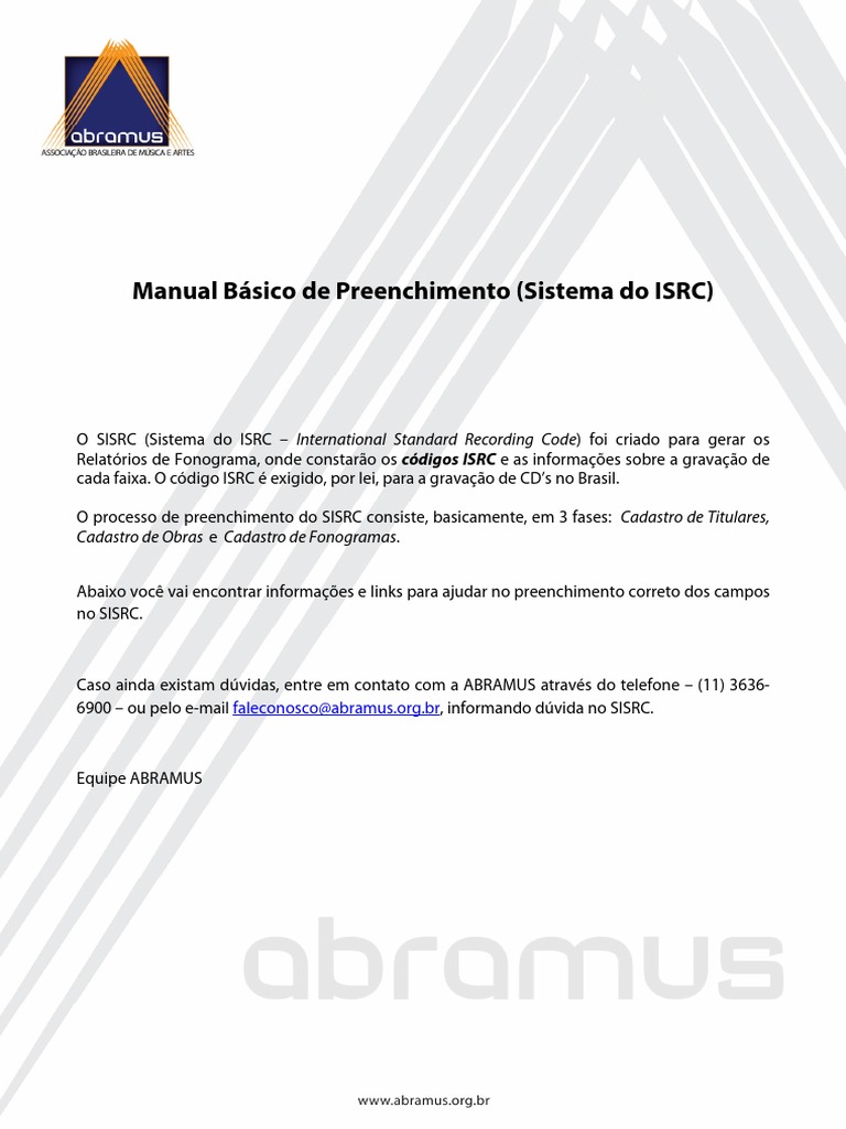 MANUAL BÁSICO DE PREENCHIMENTO (Sistema Do ISRC) PDF | PDF ...
