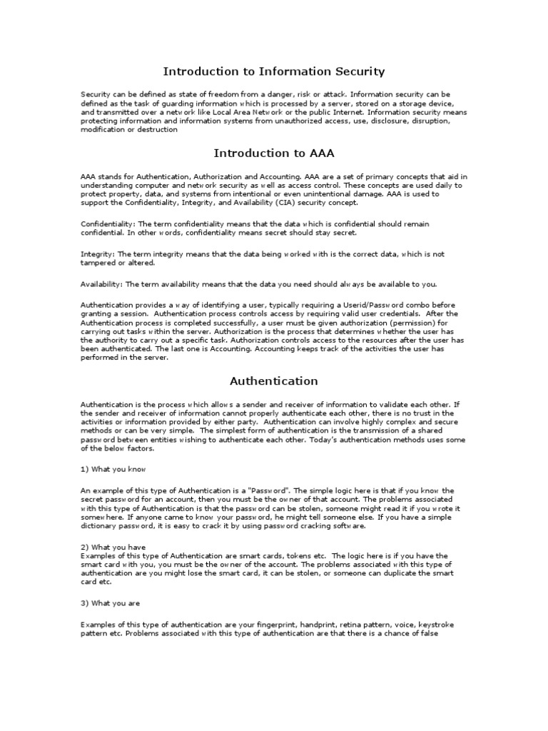 Basics of Information Security | PDF | Denial Of Service Attack ...
