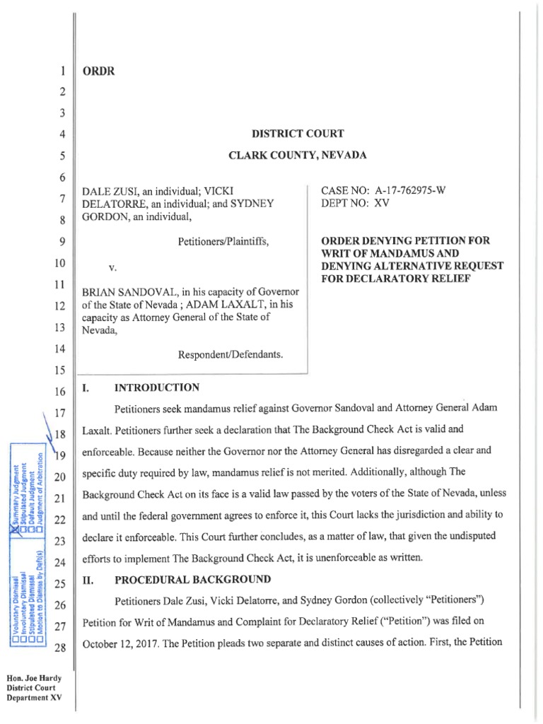 Clark County Order - Background Checks | PDF