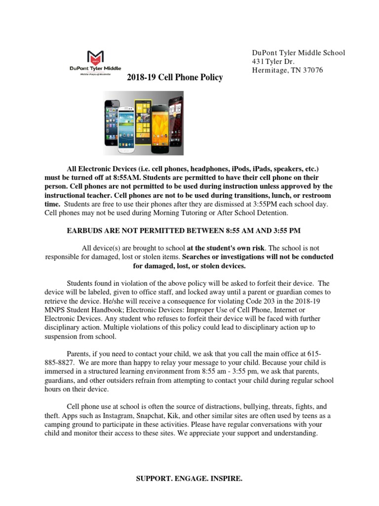 2018-19 Cell Phone Policy | PDF | Mobile Phones | Behavior Modification
