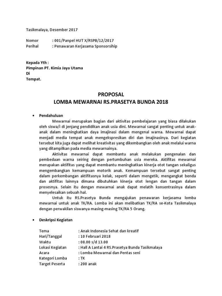 Proposal Lomba Mewarnai | PDF
