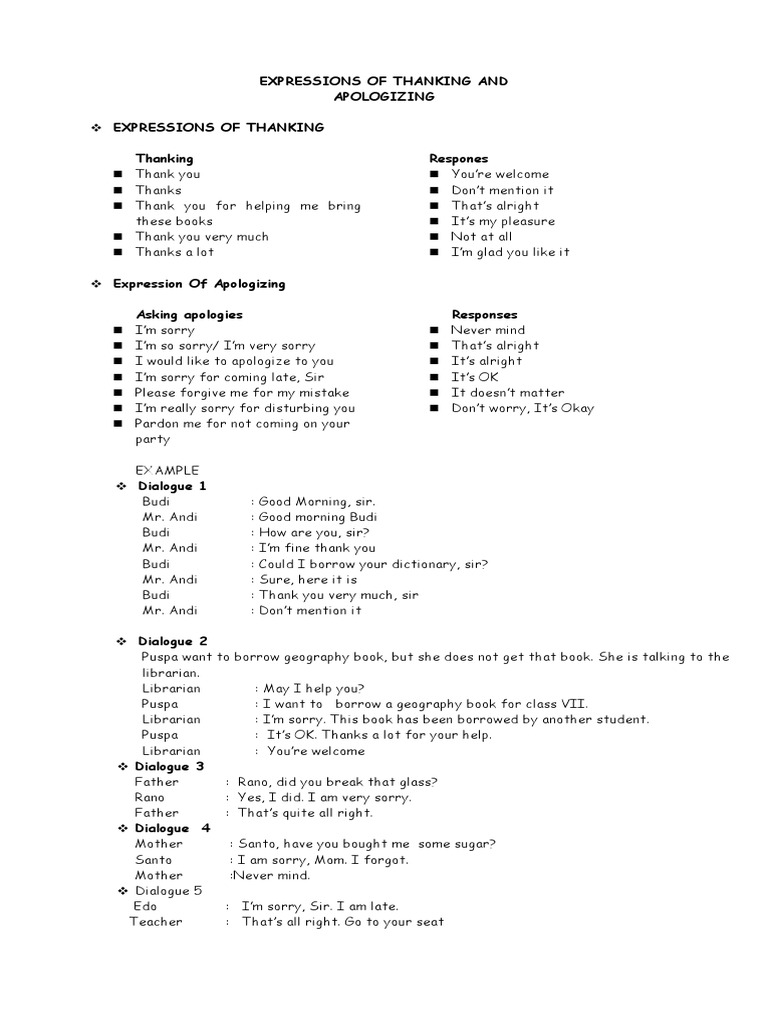 Expressions of Thanking and | PDF
