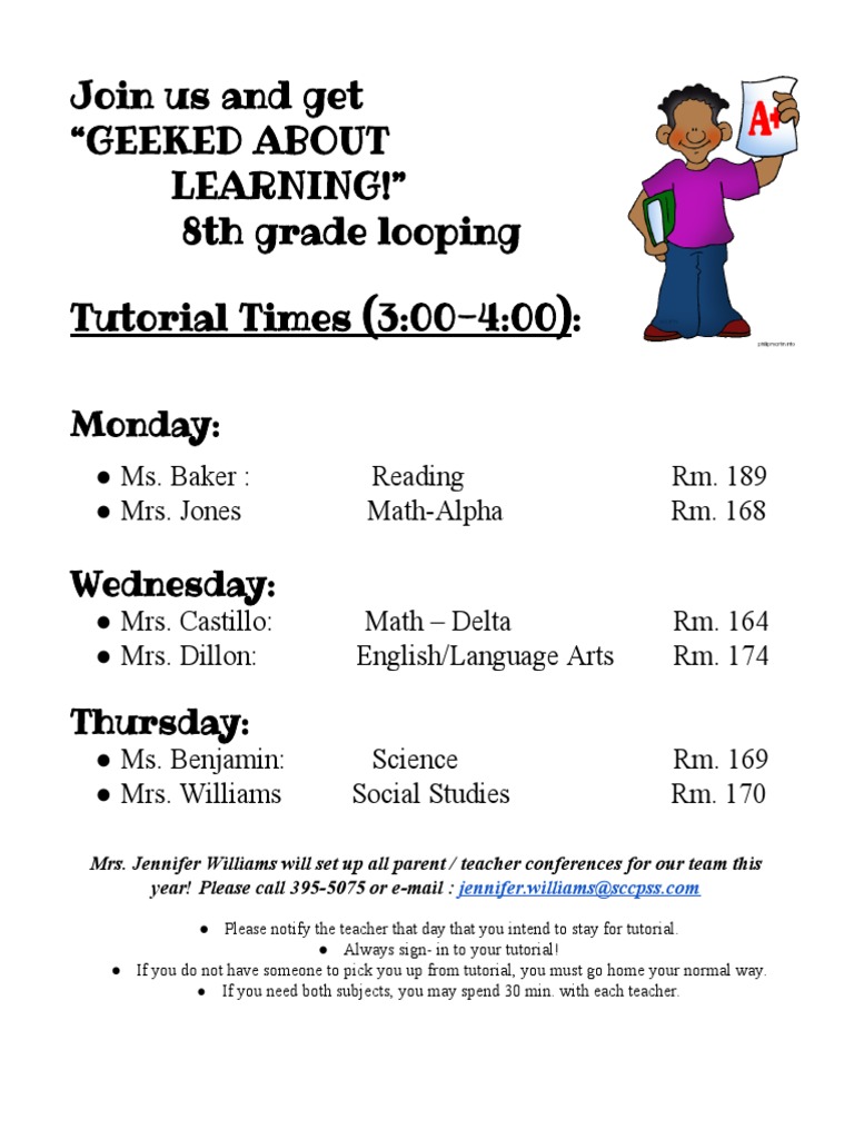 2018-2019 Tutorial Schedule | PDF