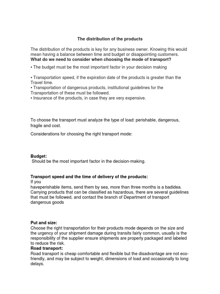 Product Transport Guide for Businesses | PDF | Cargo | Transport