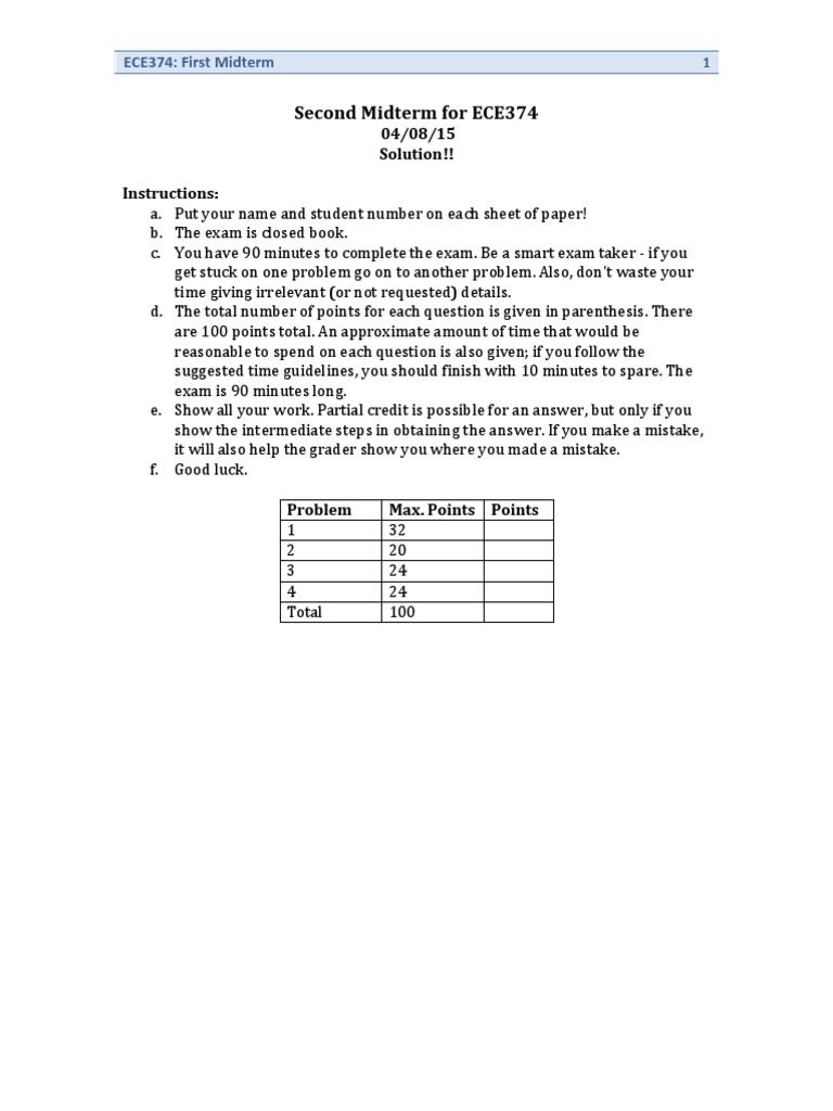 Ece374 Midterm Exam Solutions Pdf Ip Address Network Socket