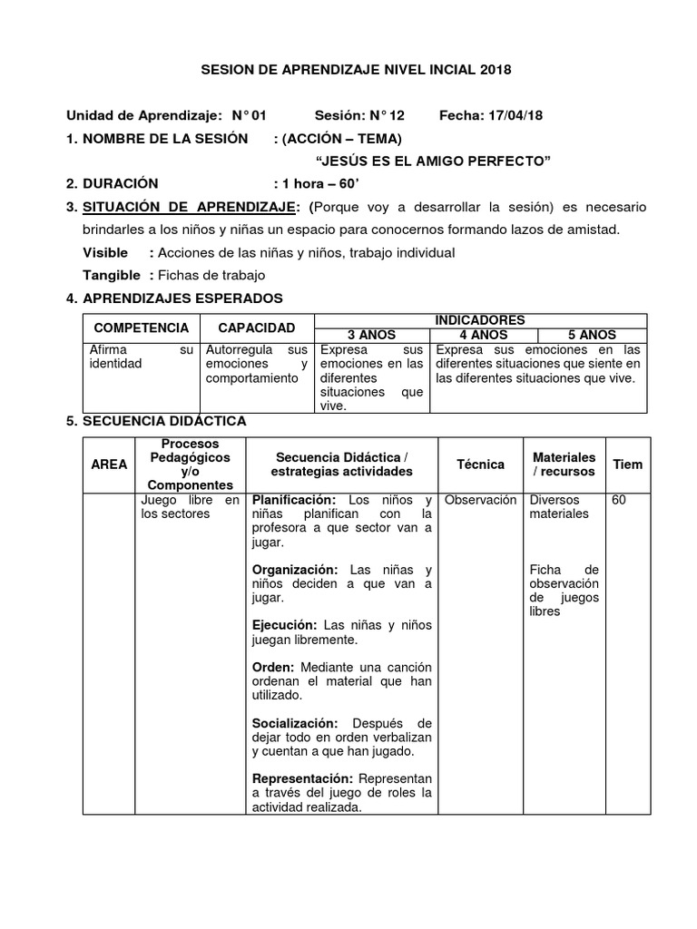 Sesiones de Aprendizaje Inicial | PDF | Aprendizaje | Maestros