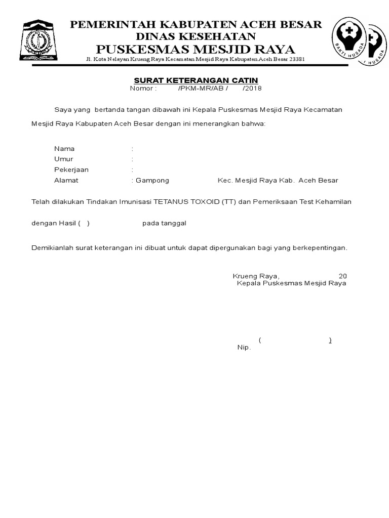 Surat Keterangan Catin | PDF