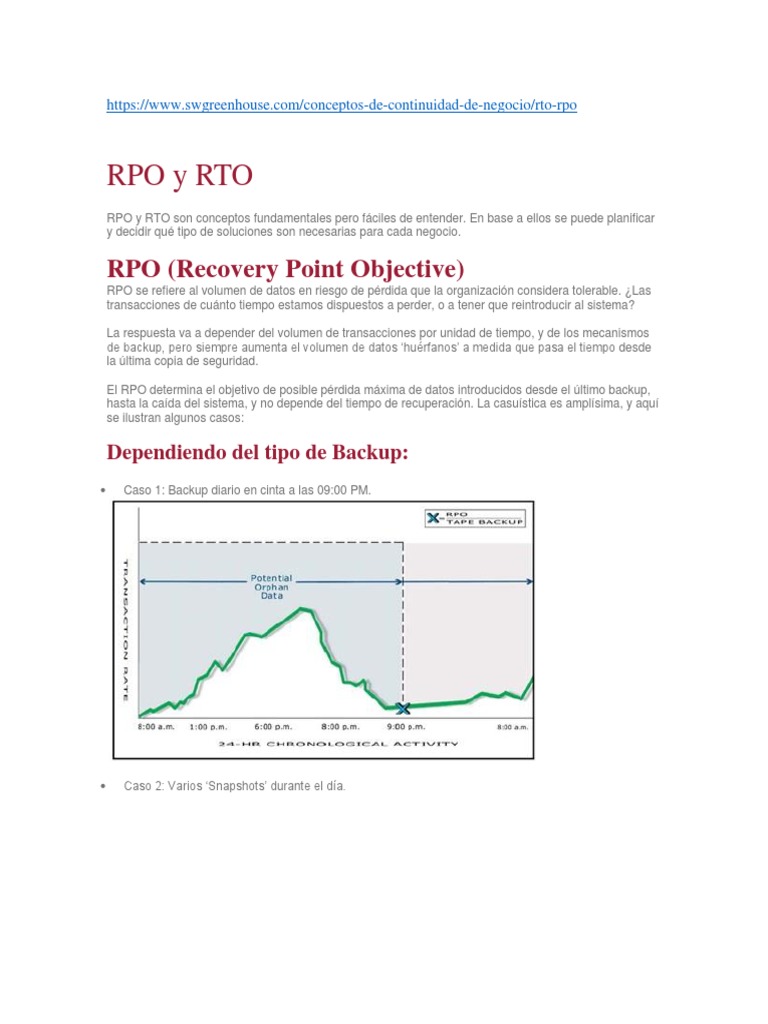 RPO y RTO: Claves en Continuidad Empresarial | PDF | Apoyo | Euro