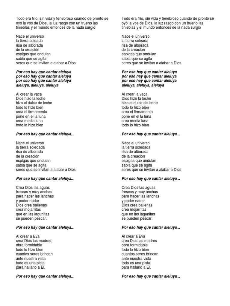 La Creacion Piero Letra | PDF | Naturaleza