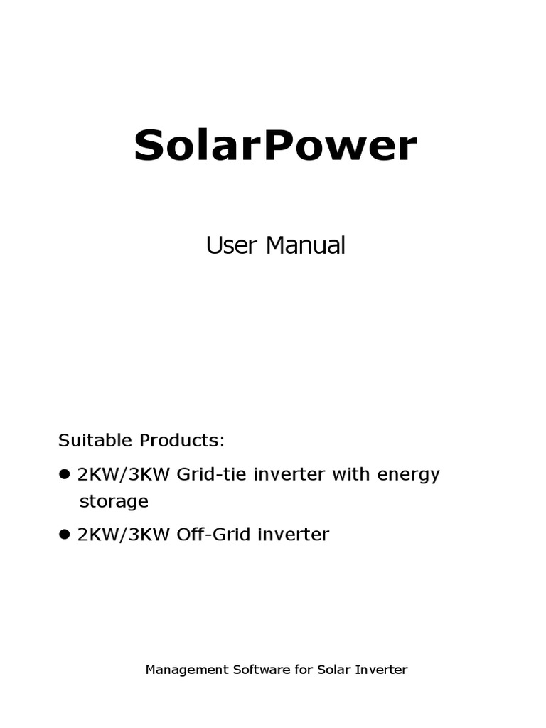 SolarPower User Manual For Hybrid 2KW 3KW Inverter | PDF | Battery ...