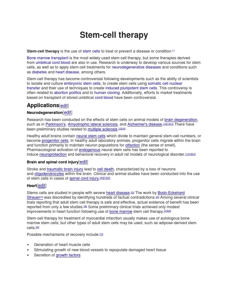 Stem Cell Therapy | PDF | Stem Cell | Biotechnology