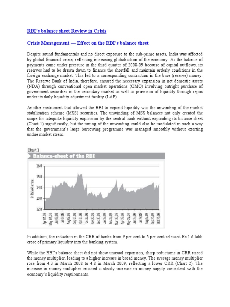 RBI Balance Sheet Review | PDF | Reserve Bank Of India | Banks