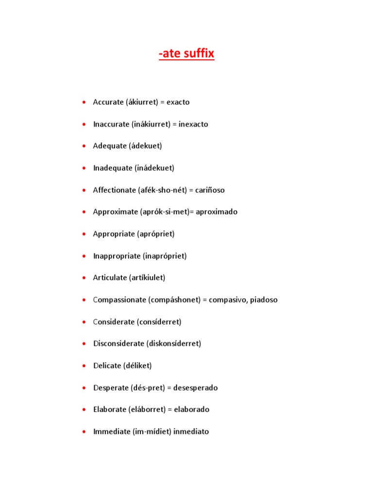Ate Suffix | PDF