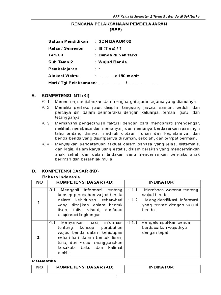 RPP k3 Tema 3 ST 2 Rev. 2018 | PDF
