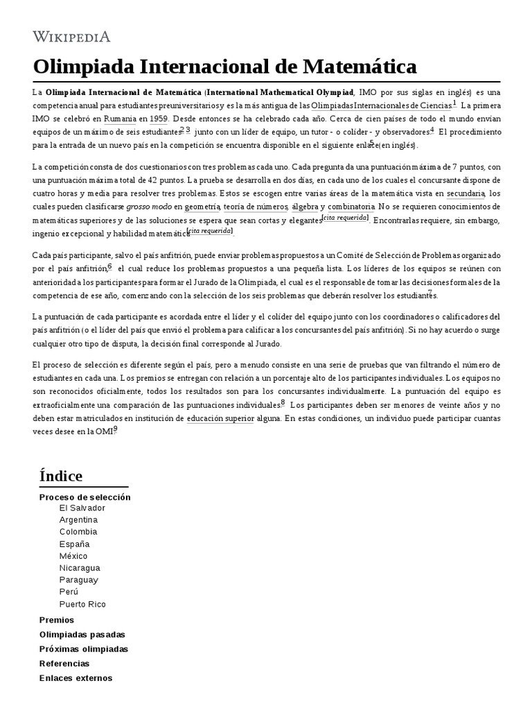 Olimpiada Internacional De Matemática Pdf Enseñanza De Matemática