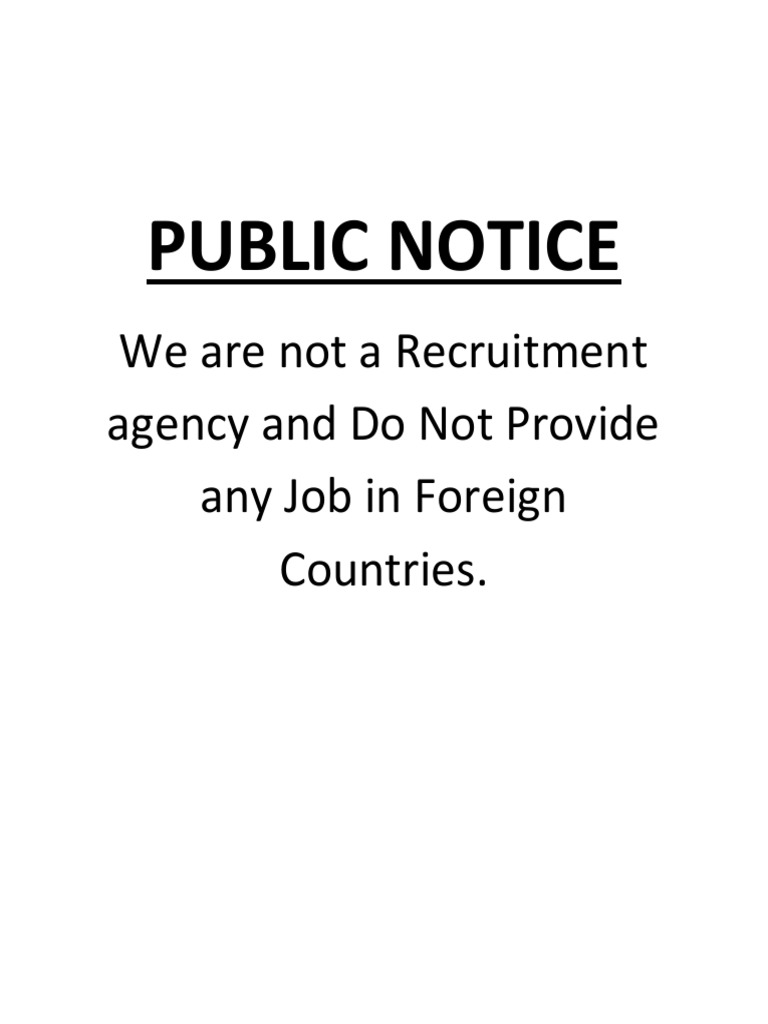Public Notice: No Foreign Job Services | PDF