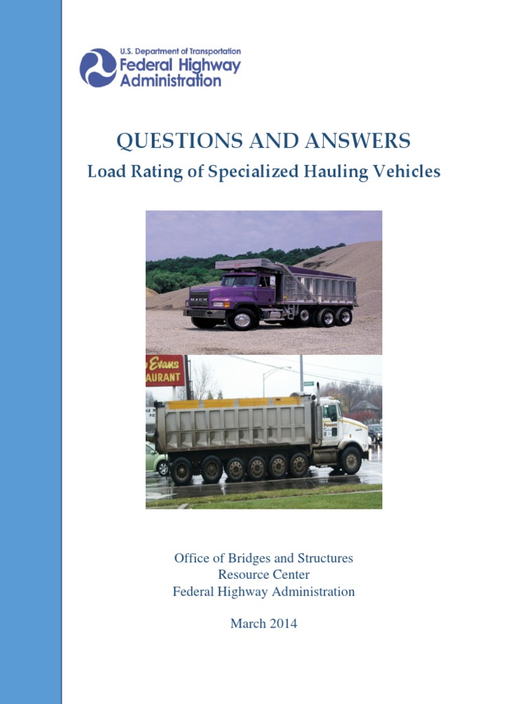 Questions and Answers: Load Rating of Specialized Hauling Vehicles ...