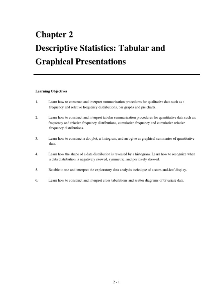 Chapter 2 Descriptive Statistics: Tabular and Graphical Presentations | PDF | Histogram ...