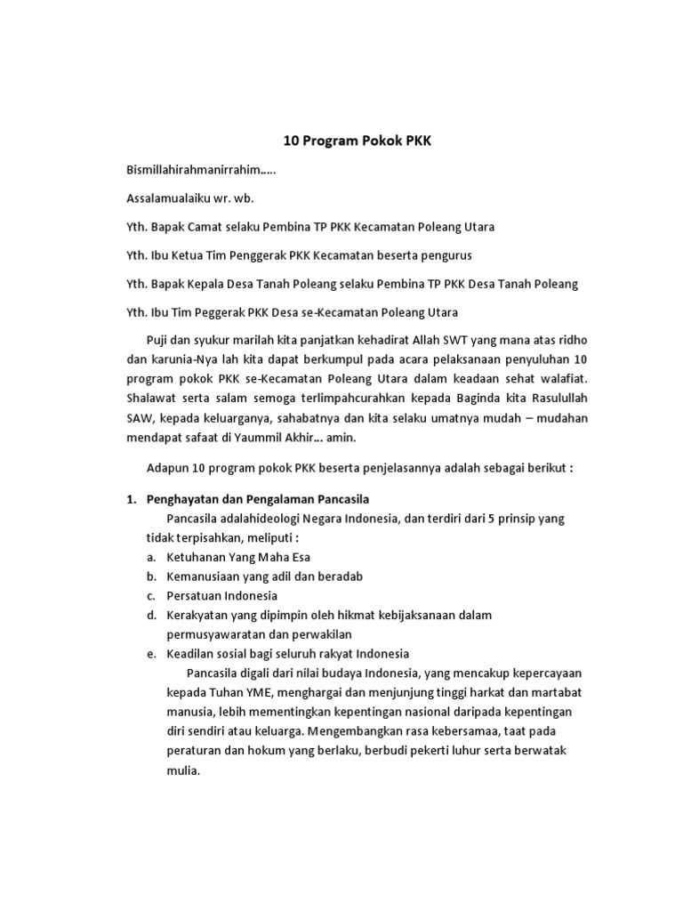10 Program Pokok PKK 2 | PDF