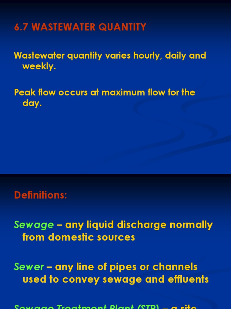 Wastewater Quantity and Flow Calculations | PDF