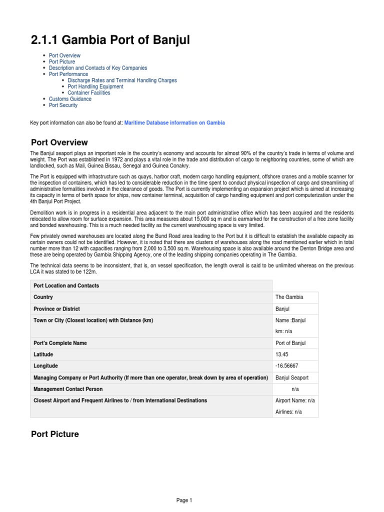 Overview of Banjul Sea Port Operations | PDF | Port | Warehouse