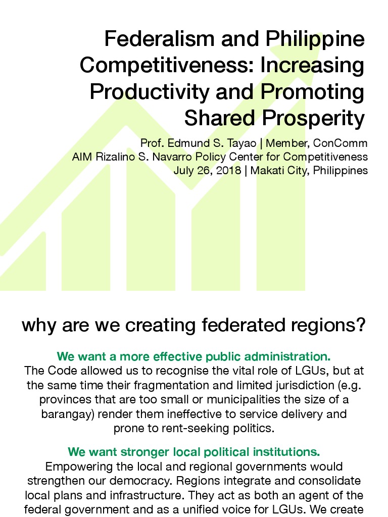 Federalism in The Philippines | PDF | Infrastructure | Taxes