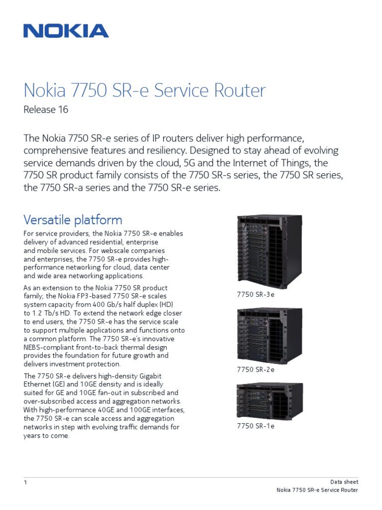 Nokia 7750 SR-e Service Router Data Sheet en | PDF | Multiprotocol ...