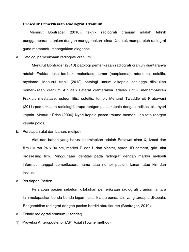 Prosedur Pemeriksaan Radiograf Cranium Suci | PDF