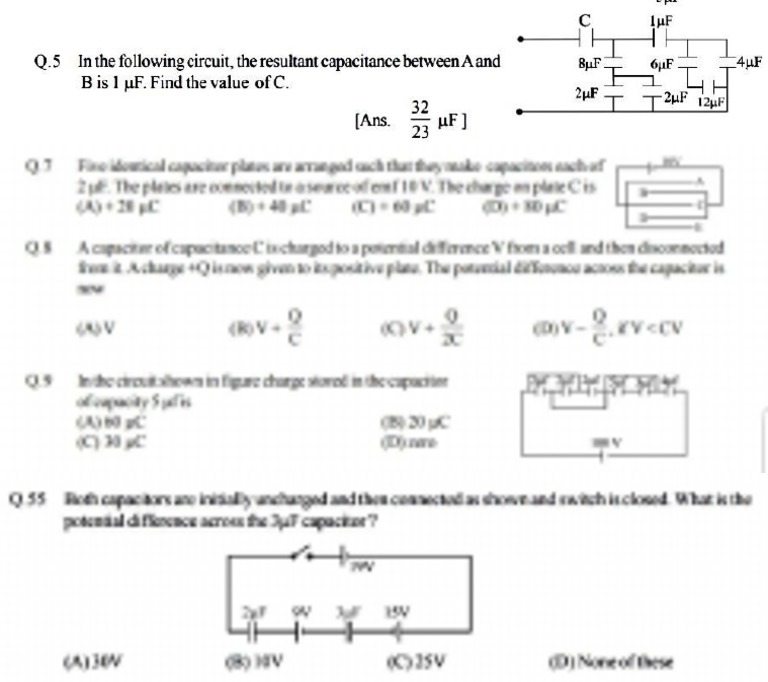 Q. 5 in The Following Circuit The Resultant Capacitance Between A and B Is I F. Find The Value ...