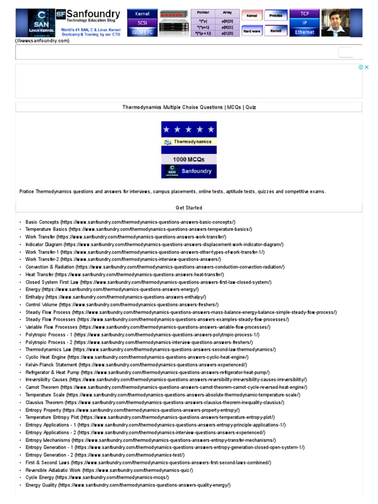 Enthalpy - Thermodynamics Questions and Answers - Sanfoundry | PDF ...