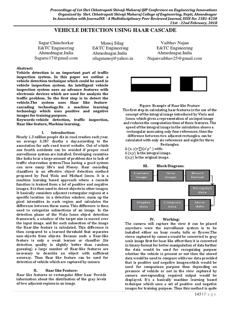 JournalNX - Vehicle Detection Haar Cascade | PDF | Cybernetics ...
