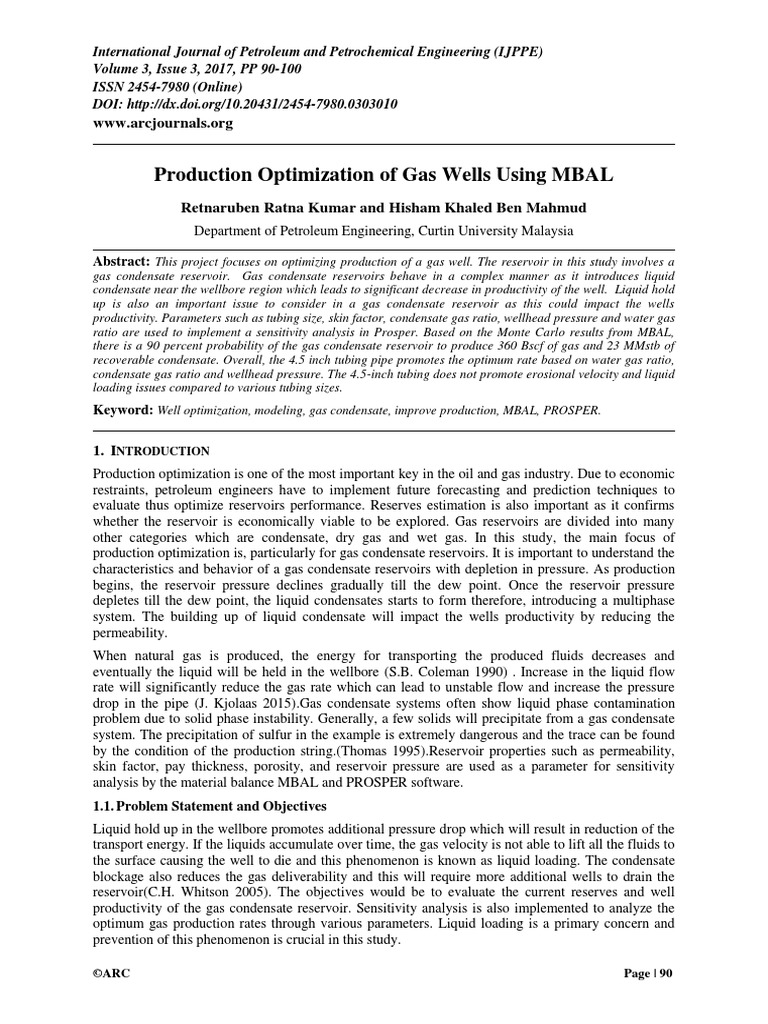 Production Optimization of Gas Wells Using MBAL: Abstract | PDF ...