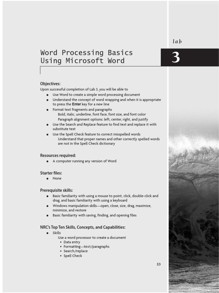 Word Processing Basics Using Microsoft Word: Objectives | PDF ...