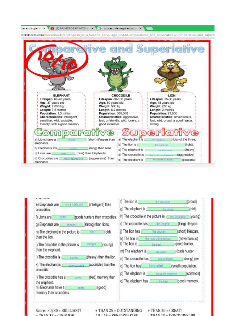 Tarea Ingles Comparativo Superlativo 2