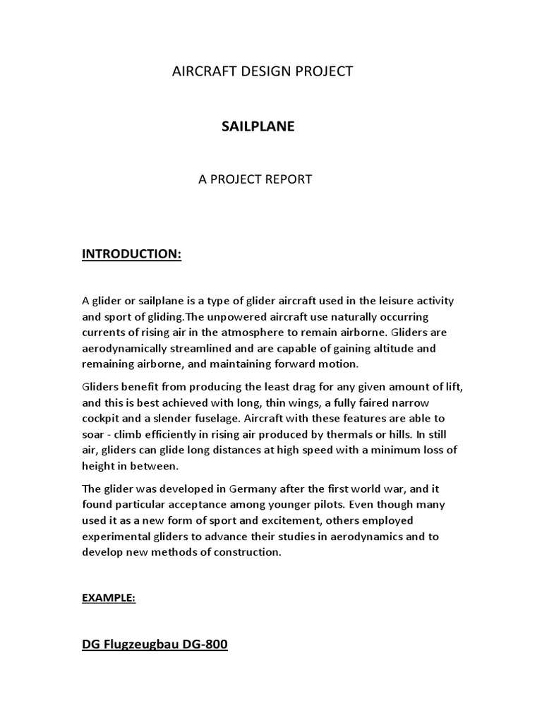 Aircraft Design Project | Download Free PDF | Glider (Sailplane) | Gliding